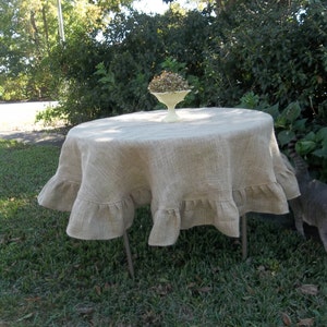 Custom Round Burlap Tablecloth Ruffled Tablecloth Custom Colors Wedding ...