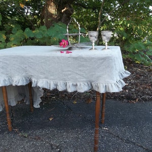 Custom Fitted Ruffled Tablecloth Linen Slipcover Tablecloth Linen Table ...