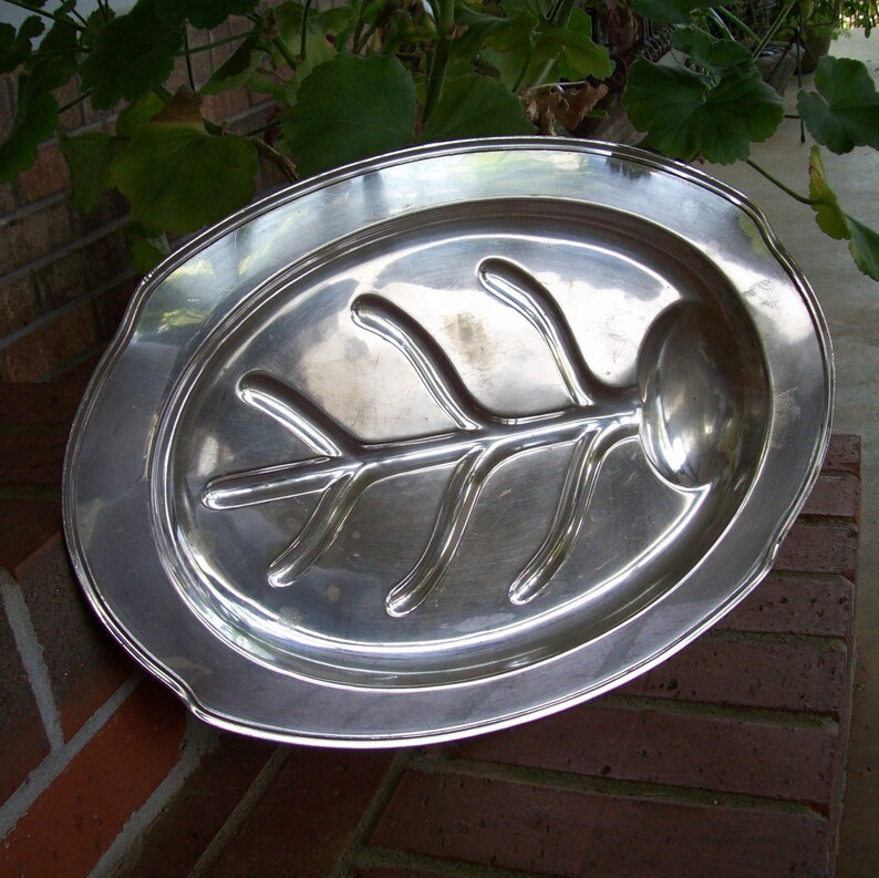 Silver Plate Meat Platter Tree and Well Tray Silver Turkey | Etsy