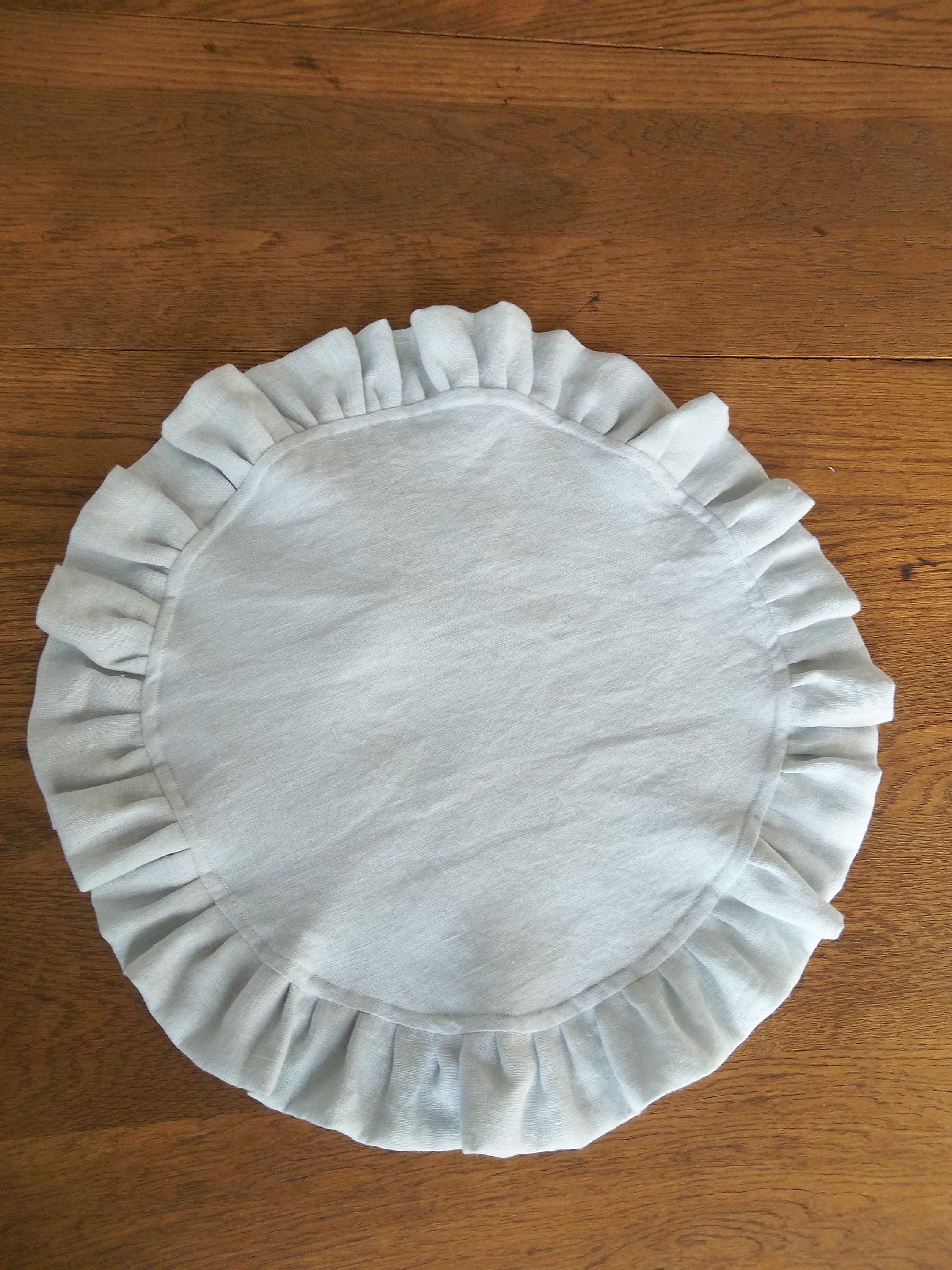 Linen Ruffled Placemats Custom Round Placemats Reversible Romantic Home ...
