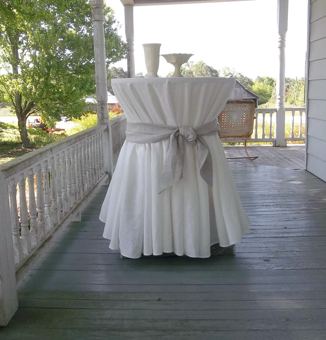 Bar Table Tablecloth Floor Length Ruffled Tablecloth With Tie Back ...