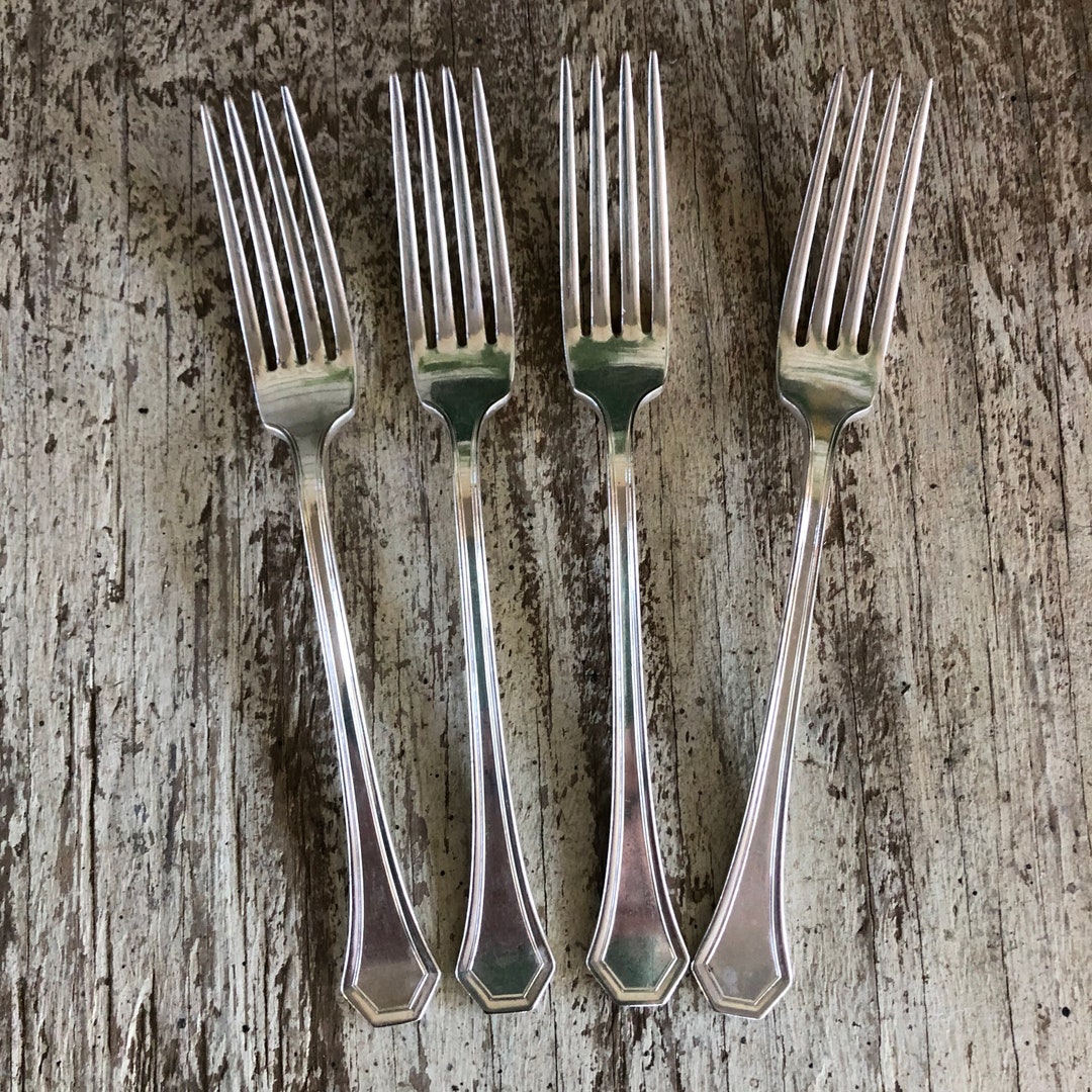 4 Silver Forks SIERRA Silver Plate Dinner Forks Vintage Flatware ...