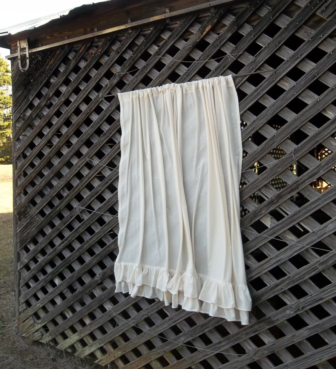 Pair Multi Ruffle Curtains - Double Ruffled Linen Curtains - Custom ...