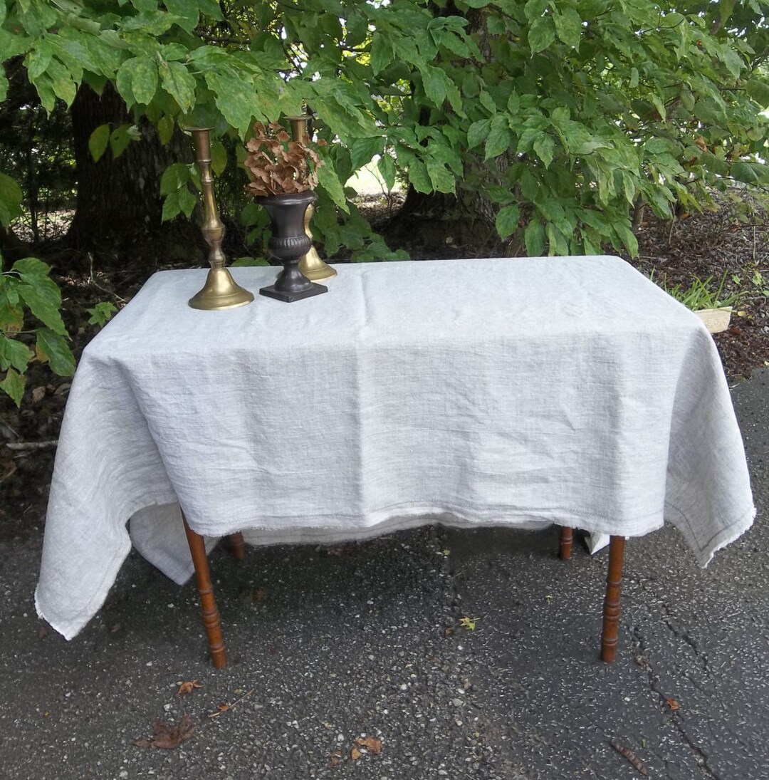 Stone Washed Linen Tablecloth Custom Handmade Linen Table Cloth Fray ...
