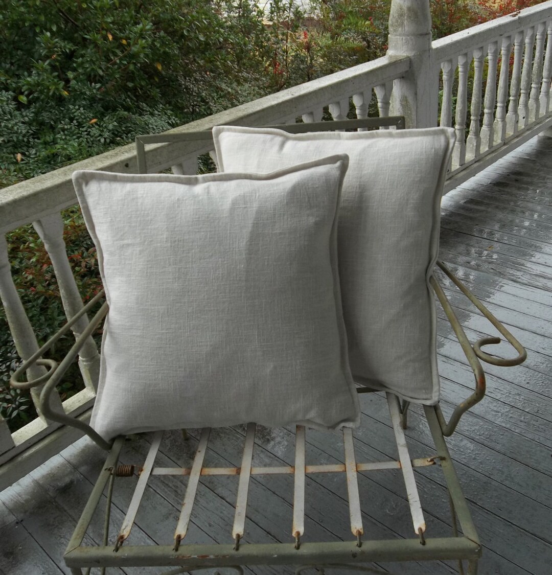 Pair Tailored Linen Pillows Custom Pillow Shams Washed Linen Decorative ...
