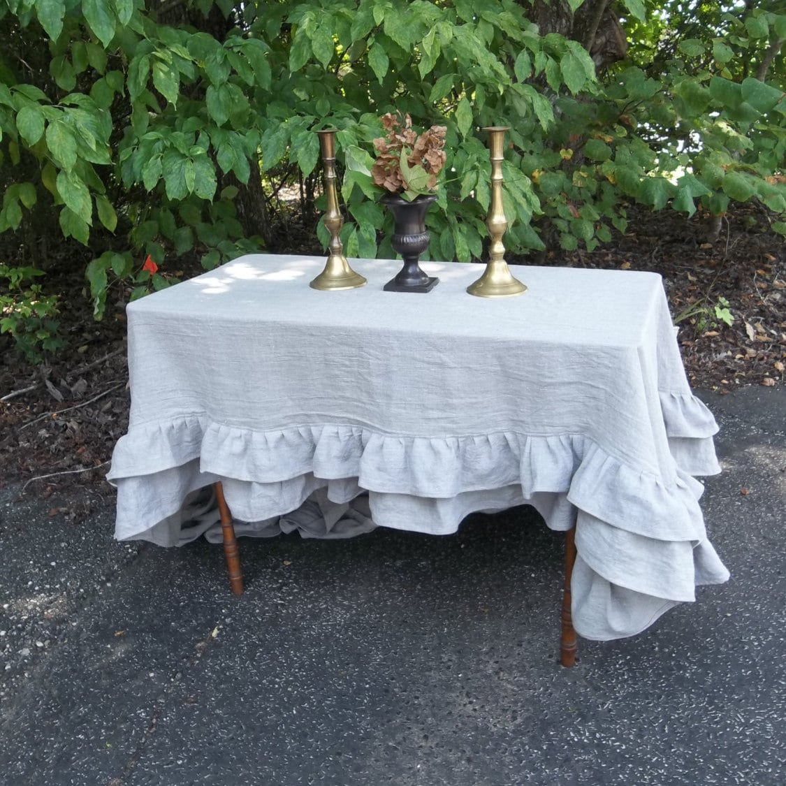 Custom Double Ruffle Linen Tablecloth Ruffled Tablecloth Multi - Etsy