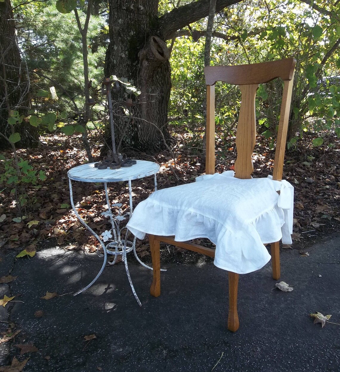 Custom Ruffled Linen Chair Slipcover - Seat Cover in Custom Sizes With ...