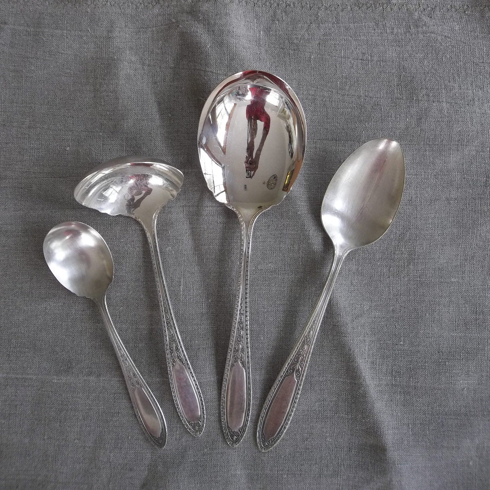 Silver Plate Serving Set Silver Ladle Serving Spoons Sugar - Etsy