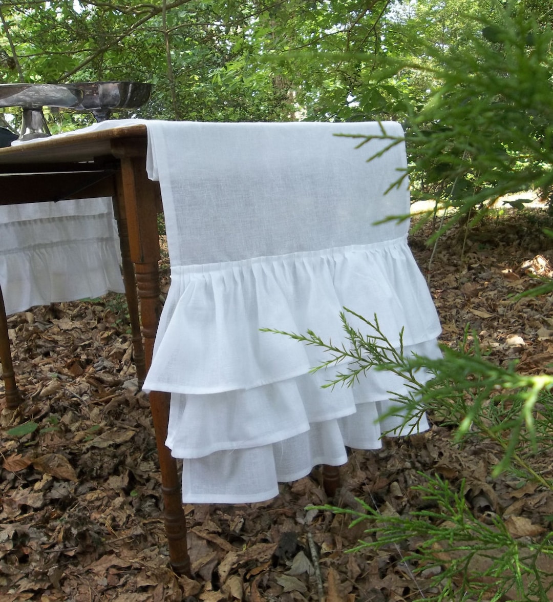 Ruffled Runner Multi Ruffle Table Runner 17 X 106 White Runner Custom ...