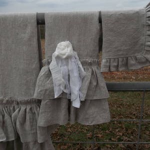 Ruffled Linen Bath Towels - Shabby Cottage Linens - Double Ruffle Towel ...