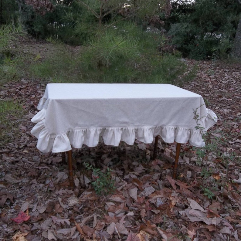 Ruffled Linen Tablecloth Ruffled Tablecloth Custom Table Skirt - Etsy
