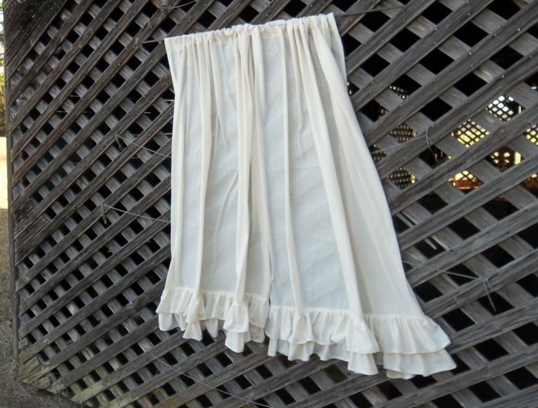 Pair Multi Ruffled Curtains Custom Drapes Double Ruffled Linen Curtains ...