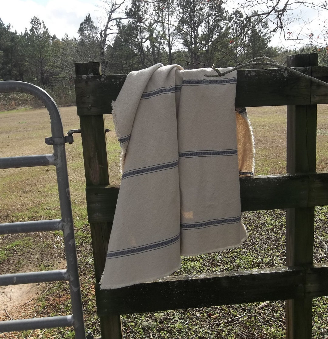 Grain Sack Throw - Rustic Bed Scarf - Farmhouse Bedding - Custom Sizes ...