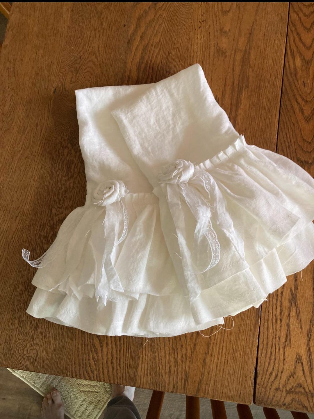 Double Ruffle Linen Towel - Shabby Tea Towels - Handmade Bath Decor ...