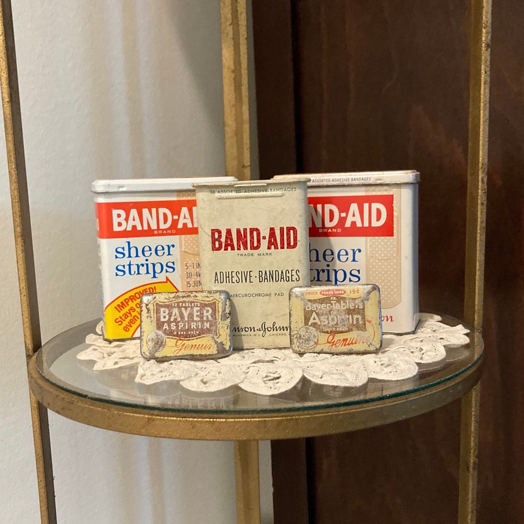 Vintage Bayer Asprin Boxes Band Aid Box Mid Century Tin Boxes ...