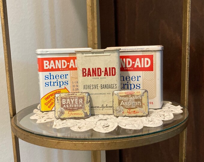 Vintage Bayer Asprin Boxes Band Aid Box Mid Century Tin Boxes ...