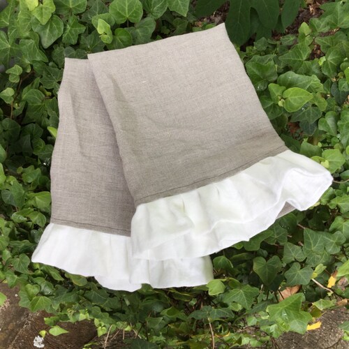 Pair Ruffled Linen Tea Towels Fingertip Towels Linen Guest - Etsy