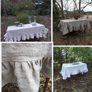 Ruffled Linen Tablecloth Ruffled Tablecloth Custom Table Skirt Wedding ...