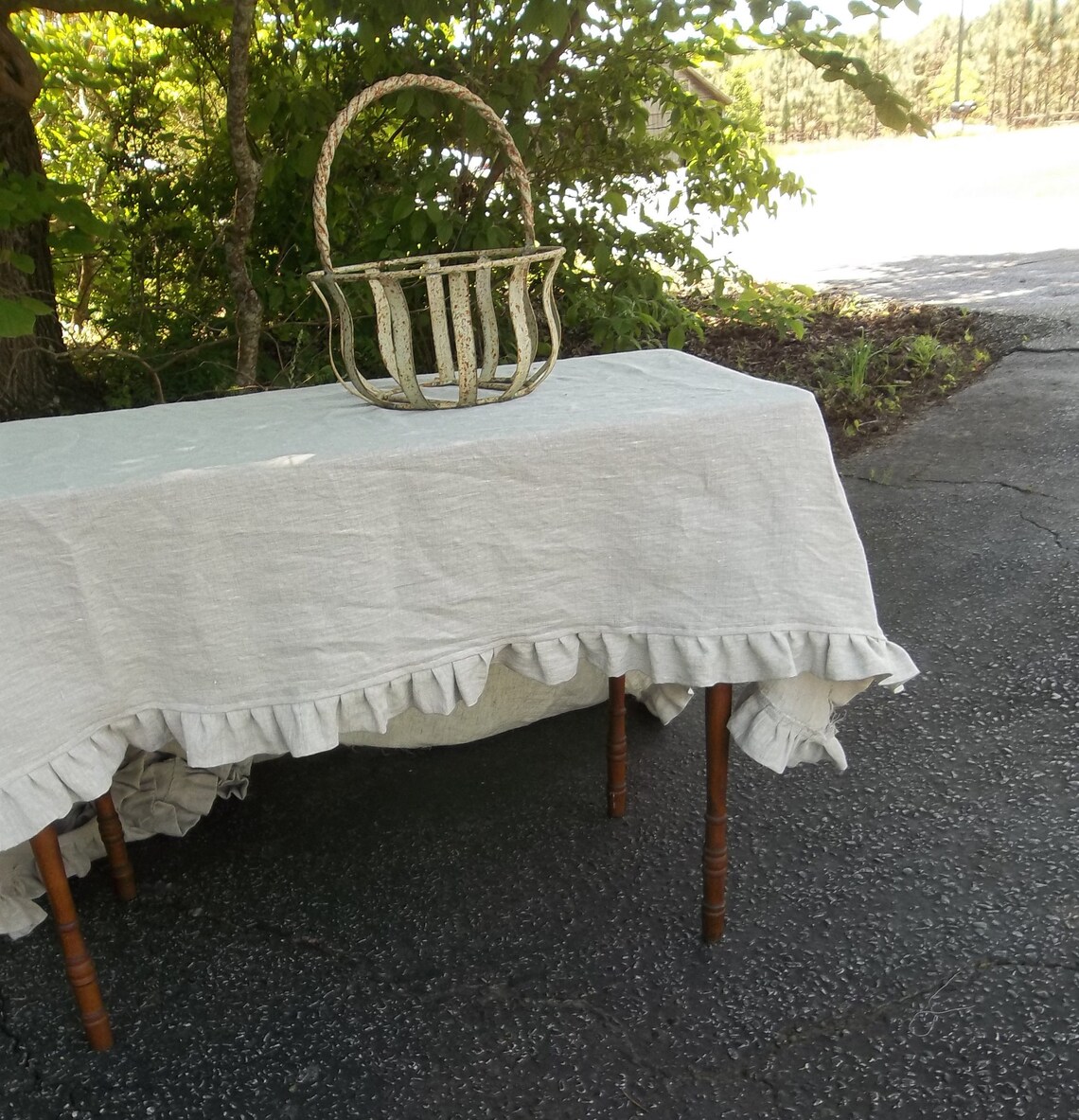 Ruffled Table Cloth With Small Ruffle Custom Sizes Linen - Etsy