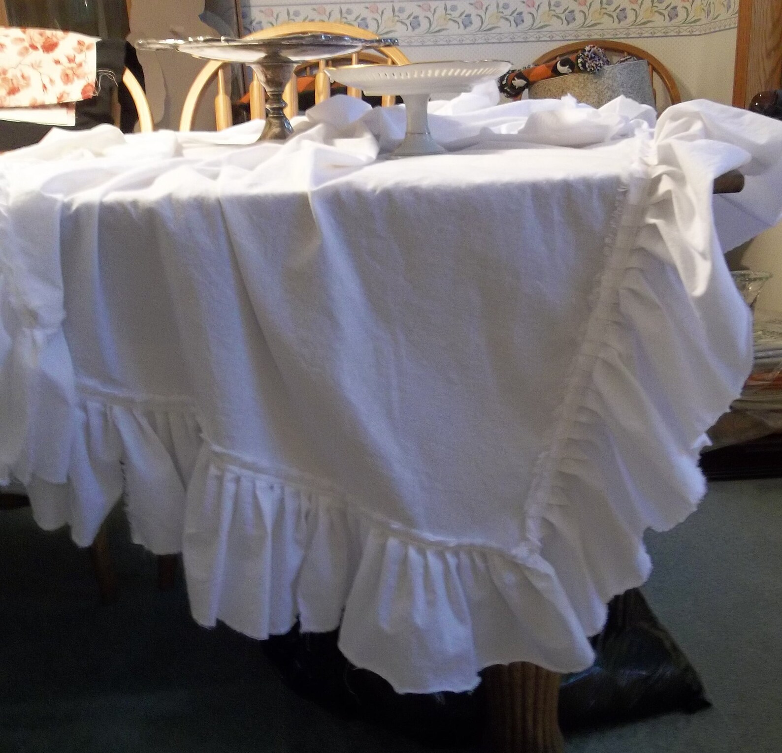 Torn Ruffled Tablecloth Shabby Romantic Table Throw White - Etsy