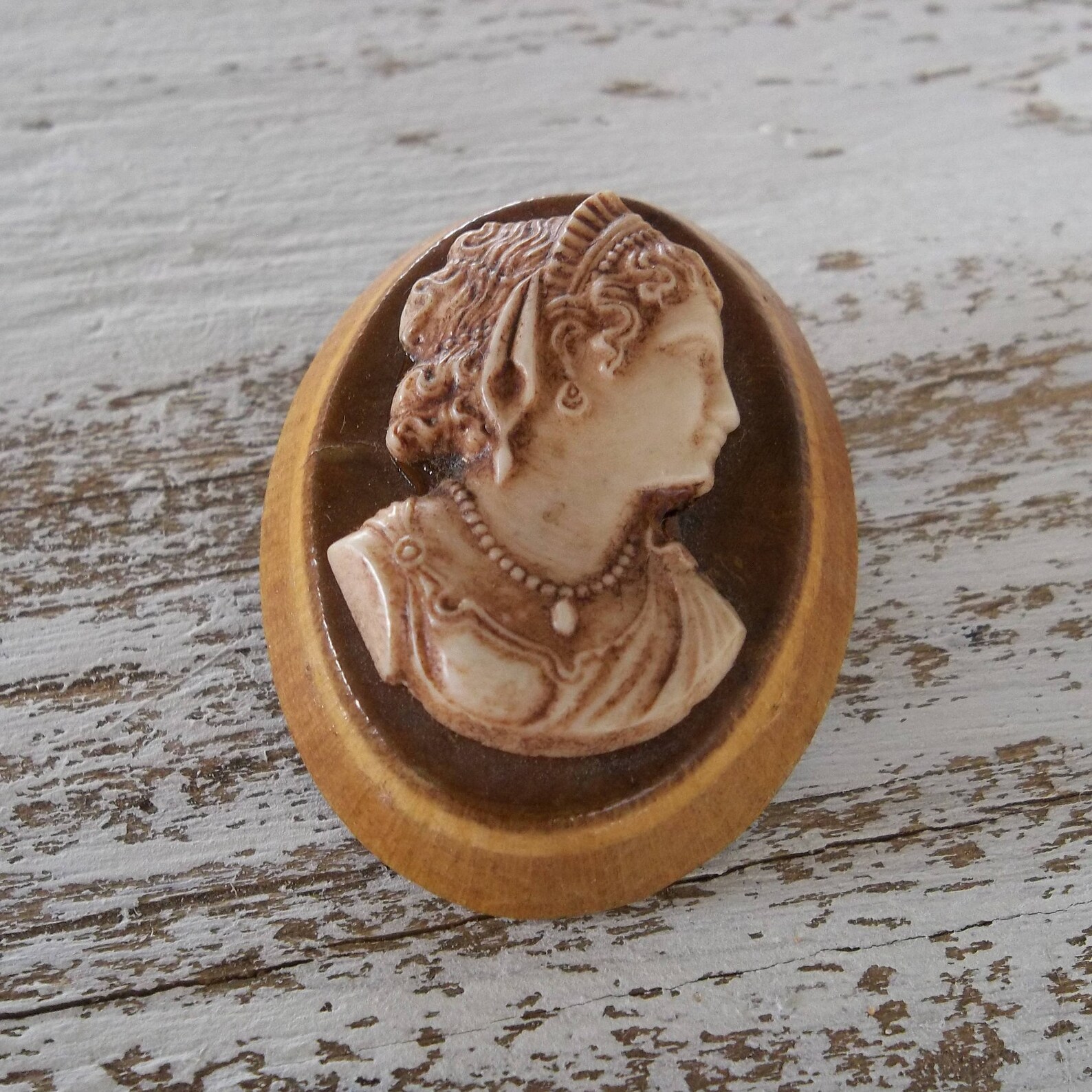 Vintage Celluloid Cameo Wooden Cameo Brooch Brown Cameo Pin - Etsy