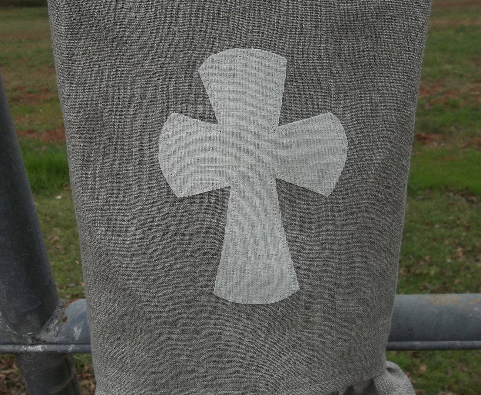 Ruffled Cross Towel Handmade Linen Kitchen Towel Neutral | Etsy