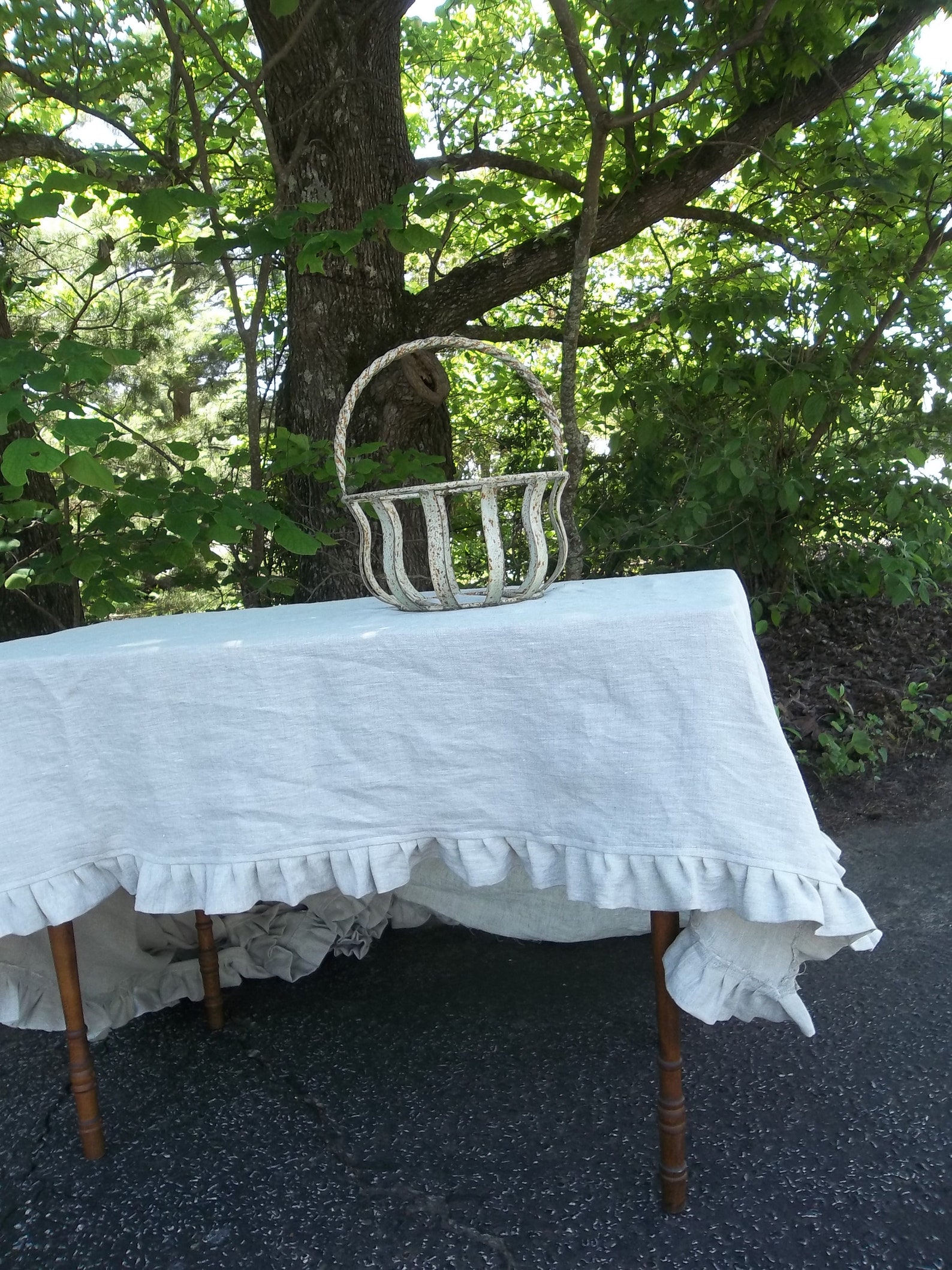 Ruffled Table Cloth With Small Ruffle Custom Sizes Linen - Etsy