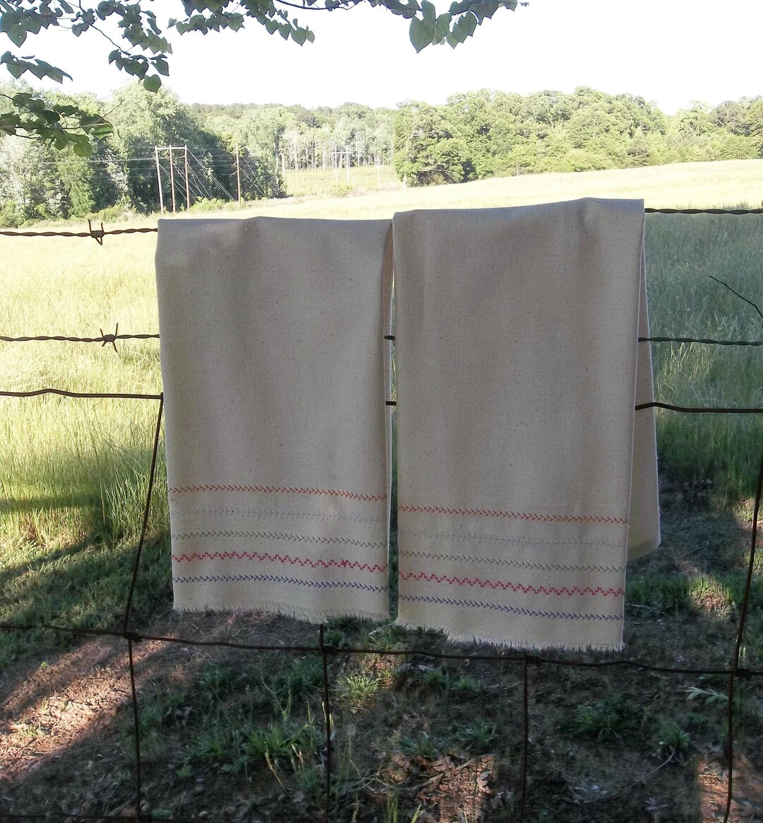Pair Farmhouse Kitchen Towels Natural Cotton Tea Towels Boho Kitchen ...
