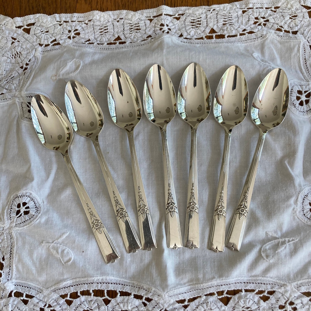 7 Silver Plate Spoons KING ARTHUR Flatware Silver Teaspoons Silverplate ...