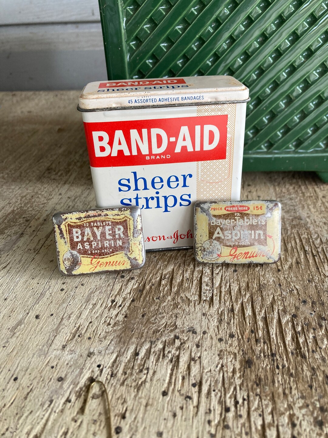 Vintage Bayer Asprin Boxes Band Aid Box Mid Century Tin Boxes ...
