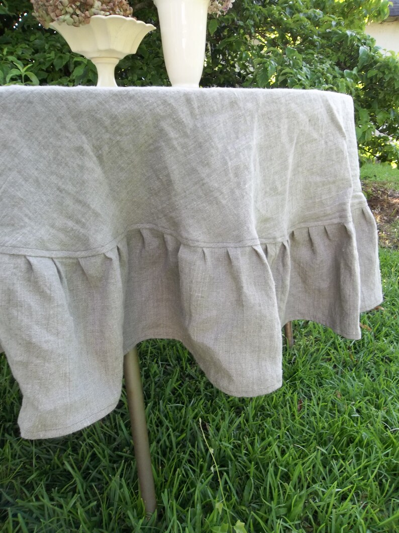Round Tablecloth in Linen Cotton Burlap Custom Sizes Ruffled - Etsy
