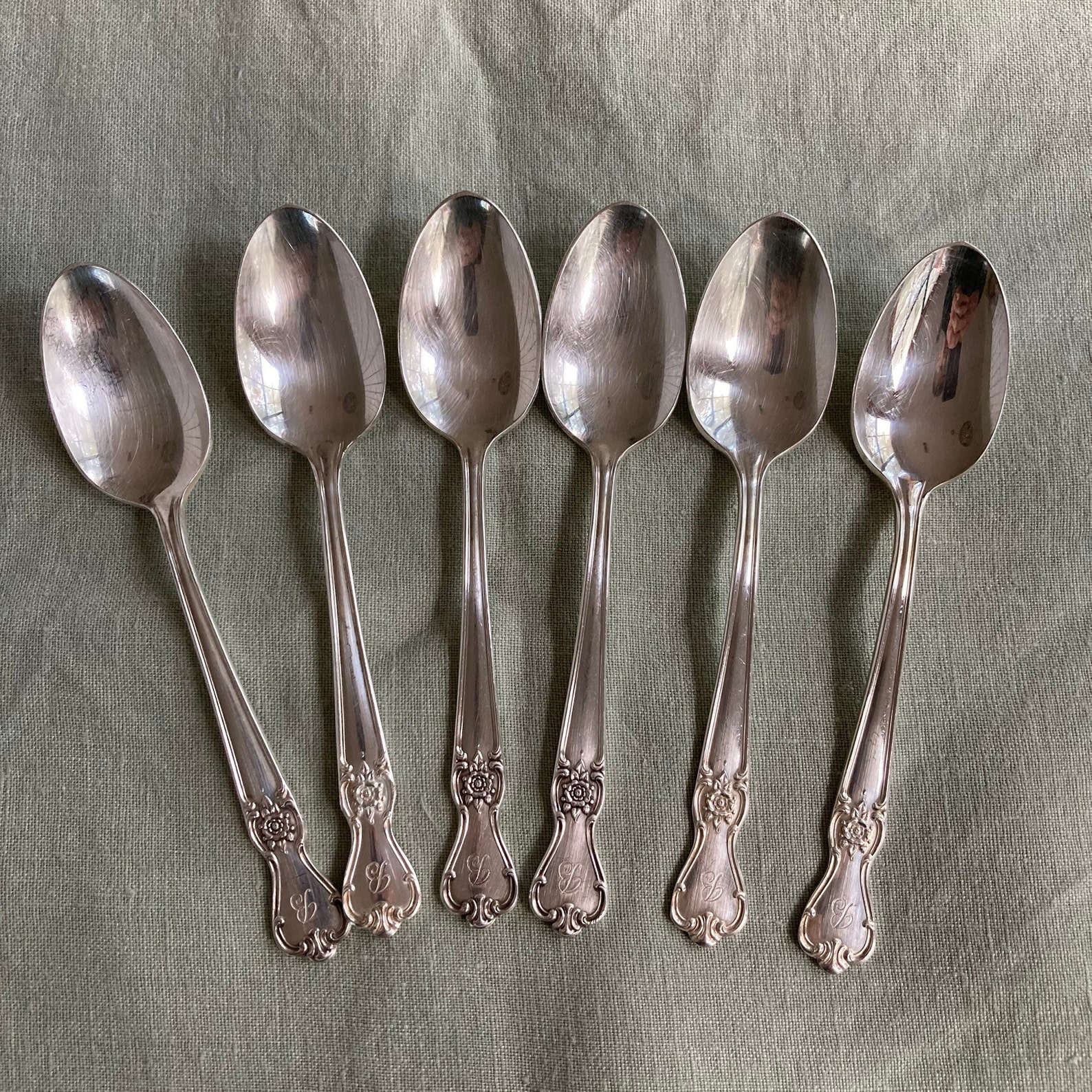 6 Silver Plate Spoons Monogram B Old Company Plate Silver - Etsy