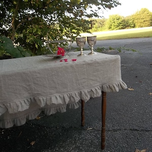 Custom Fitted Ruffled Tablecloth Linen Slipcover Tablecloth Linen Table ...