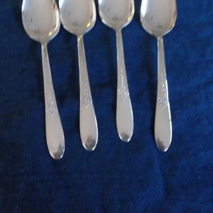 4 FANTASY Silver Plate Spoons Silverplate Flatware Vintage Dessert ...