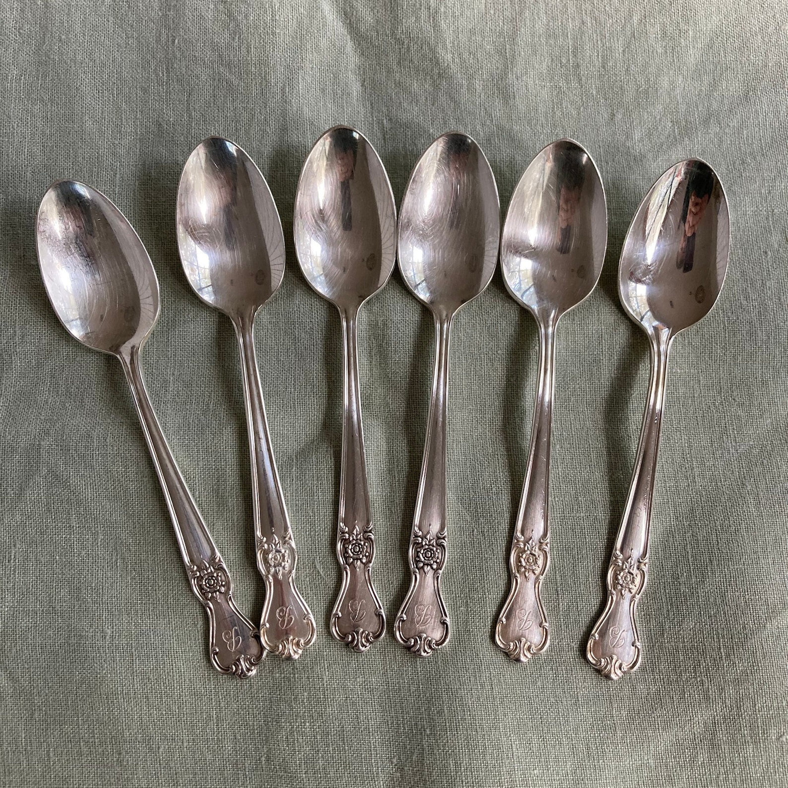 6 Silver Plate Spoons Monogram B Old Company Plate Silver - Etsy