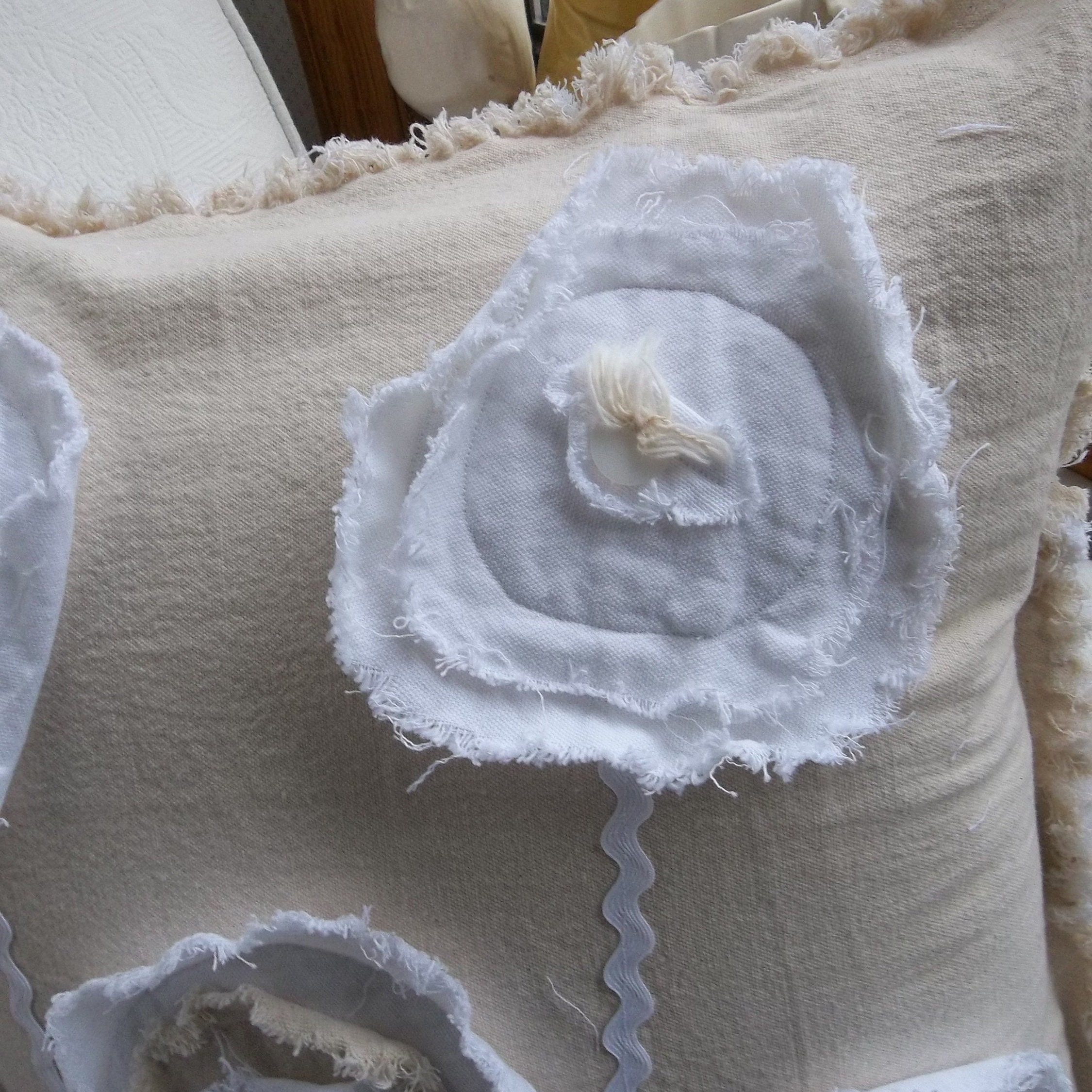 Neutral Spring Pillows Raggedy Flower Pillows Drop Cloth | Etsy