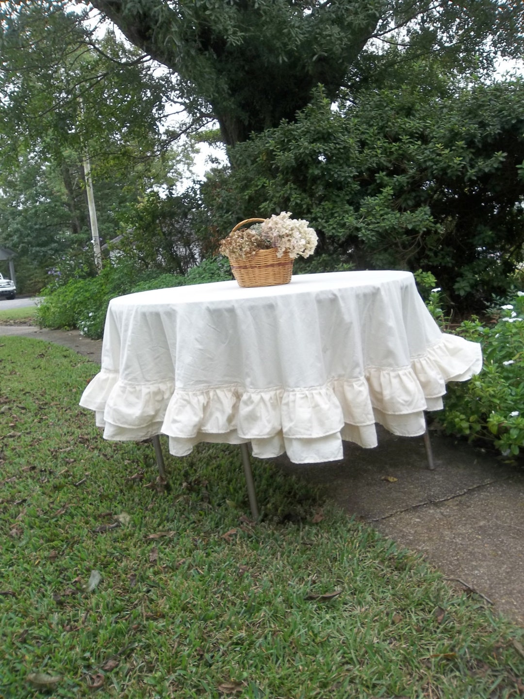 Multi Ruffle Tablecloth 72 Handmade Ruffled Tablecloth Cotton Double ...