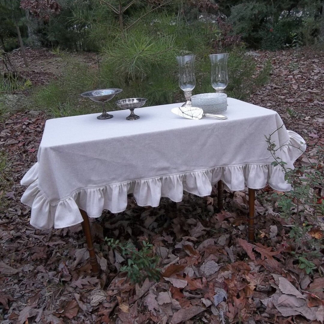 Linen Tablecloth With Ruffles Ruffled Table Cloth Custom Sizes and ...