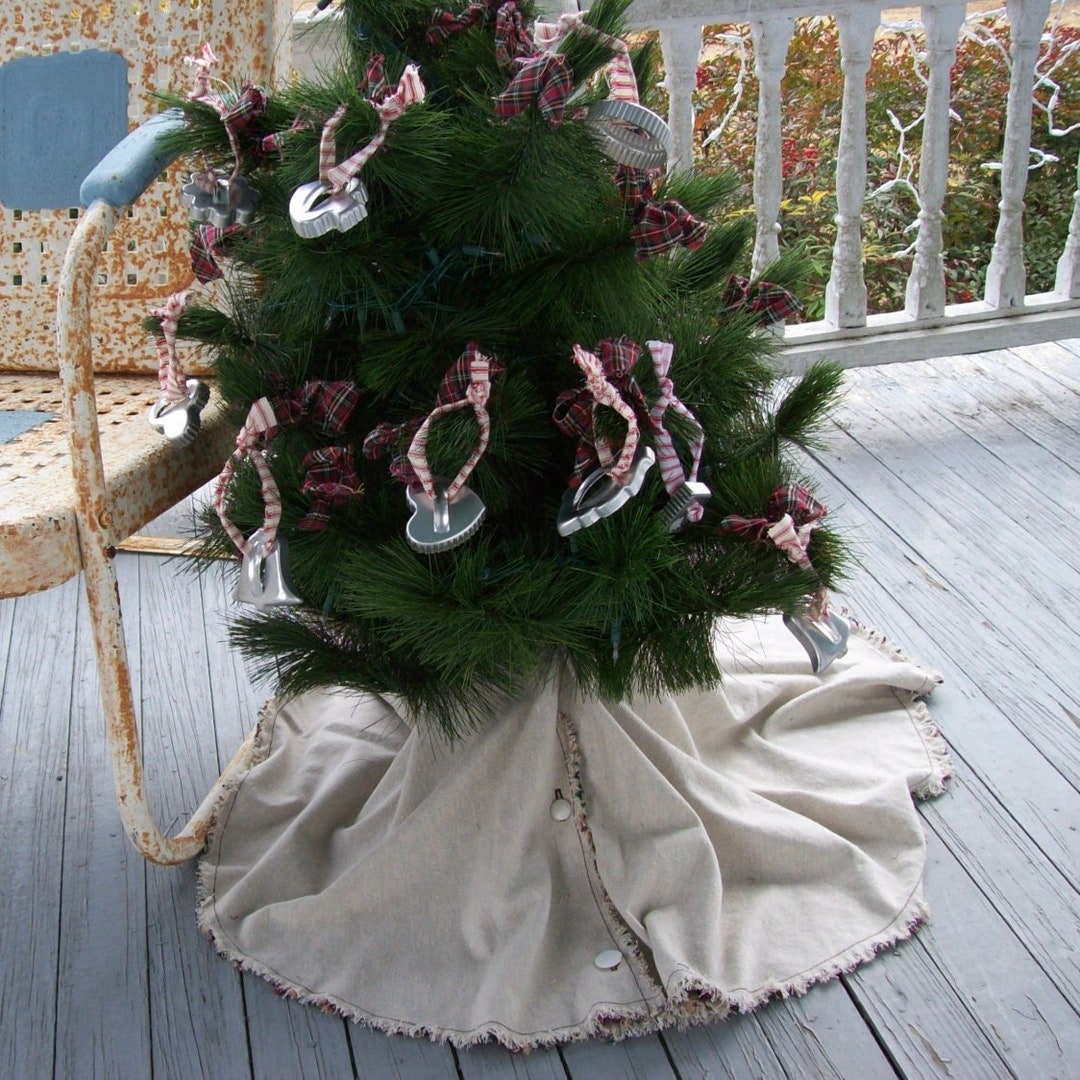 Primitive Christmas Tree Skirt Farmhouse Christmas Decoration Rustic ...
