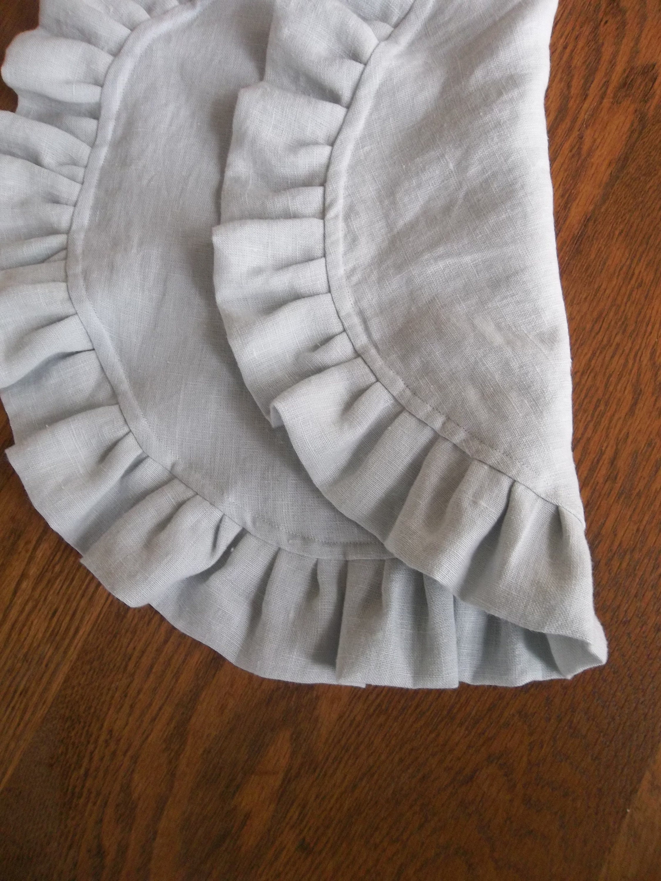 Linen Ruffled Placemats Custom Round Placemats Reversible Romantic Home ...
