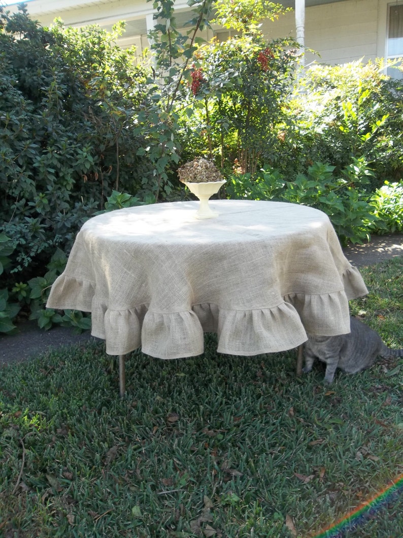 Custom Round Burlap Tablecloth Ruffled Tablecloth Custom - Etsy