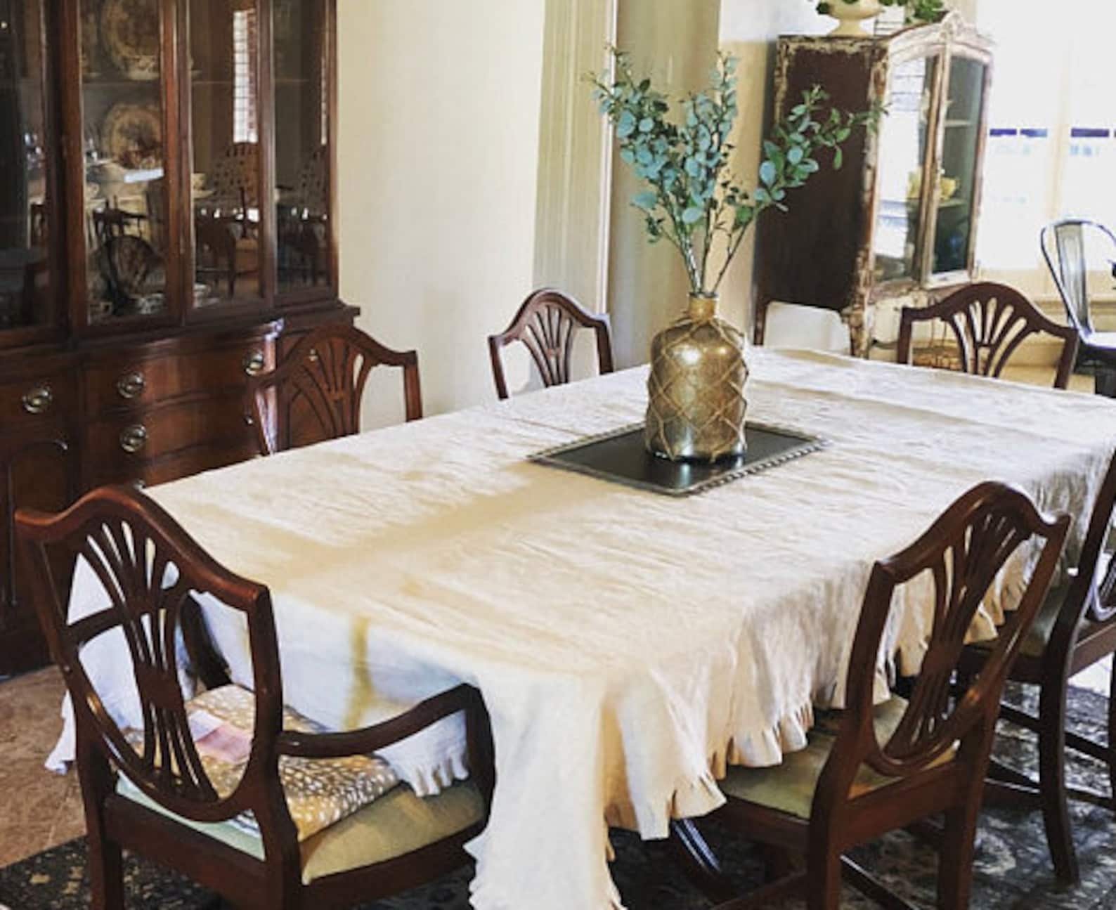 Ruffled Table Cloth With Small Ruffle Custom Sizes Linen - Etsy