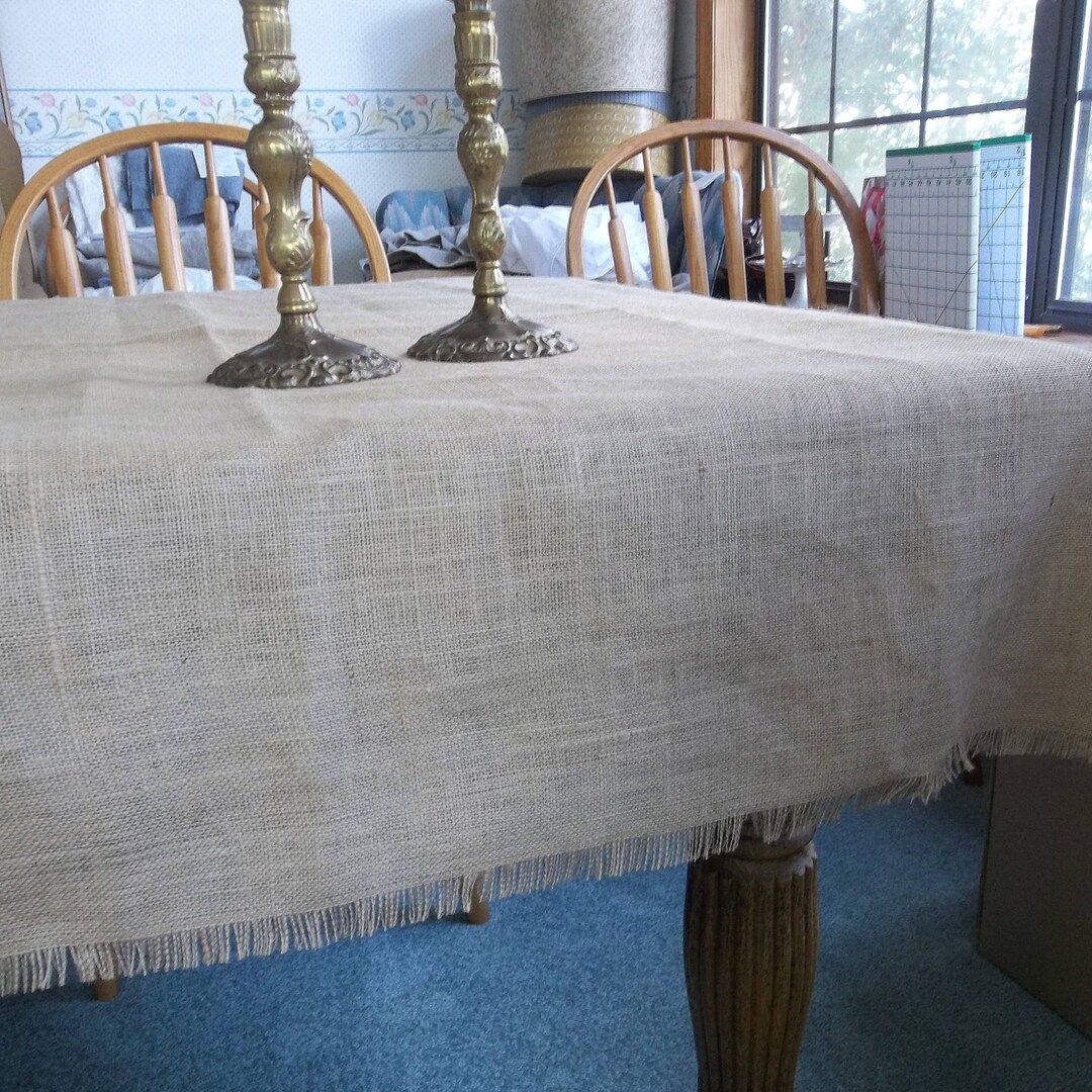 Handmade Fringed Burlap Tablecloth - Table Scarf - Custom Sized ...