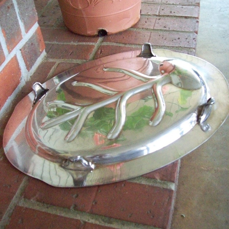 Silver Plate Meat Platter Tree and Well Tray Silver Turkey | Etsy