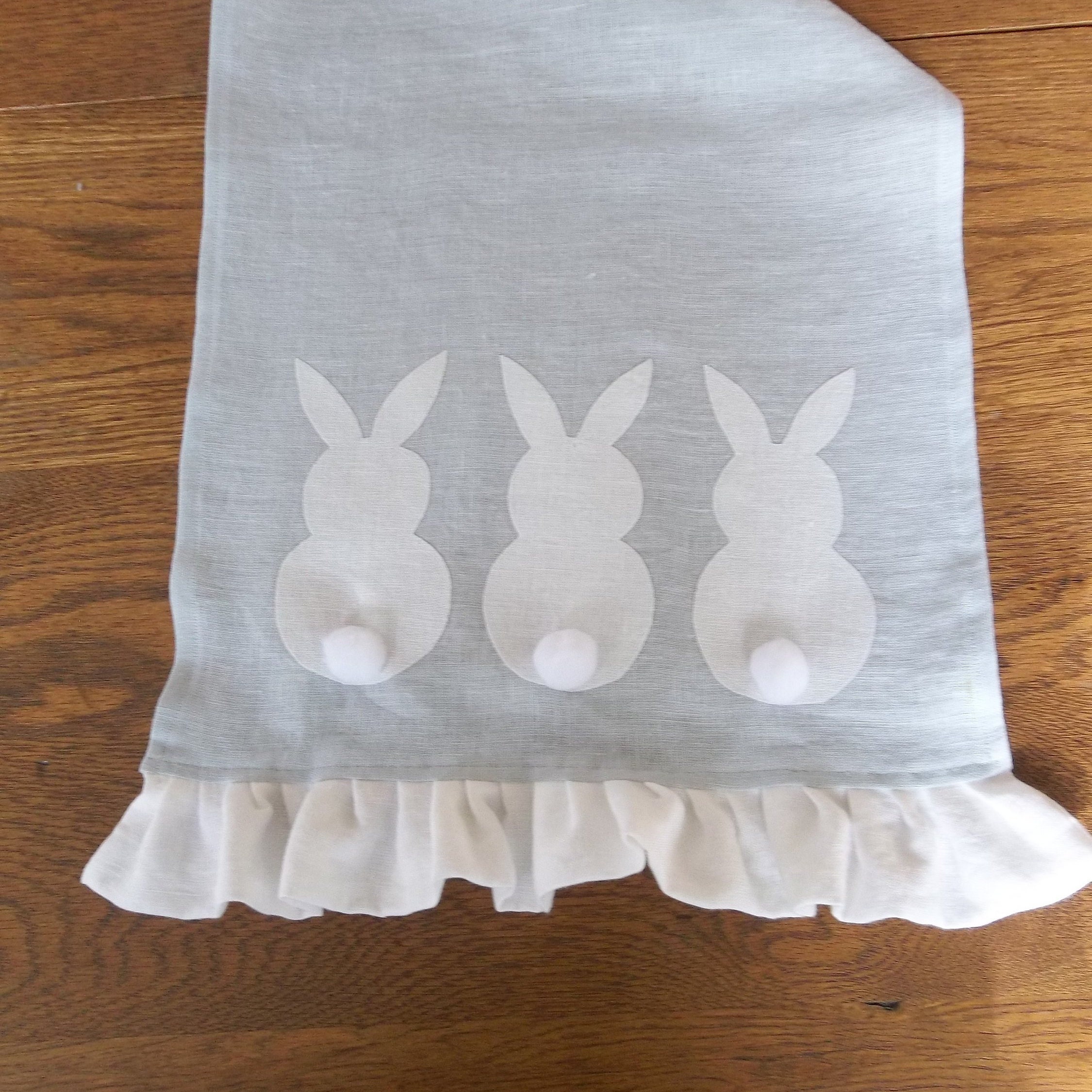 Easter Table Runner Ruffles French Blue Linen Runner with | Etsy