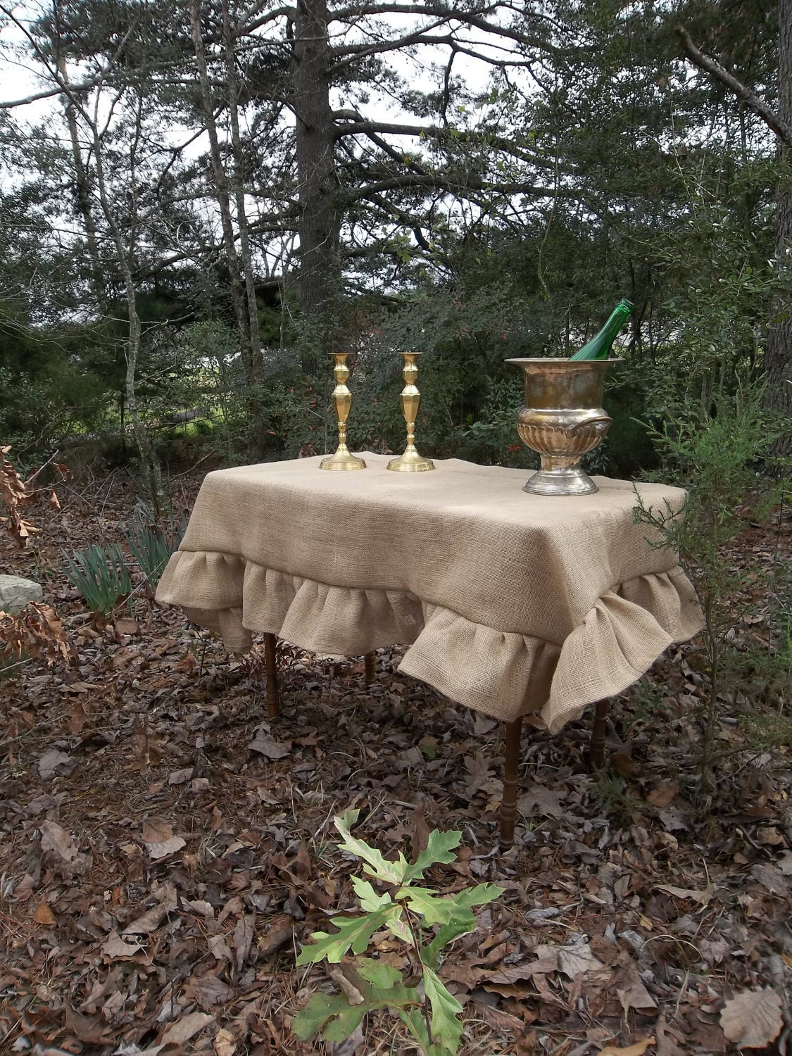 Creamy White Burlap Tablecloth Custom Ruffled Tablecloth | Etsy