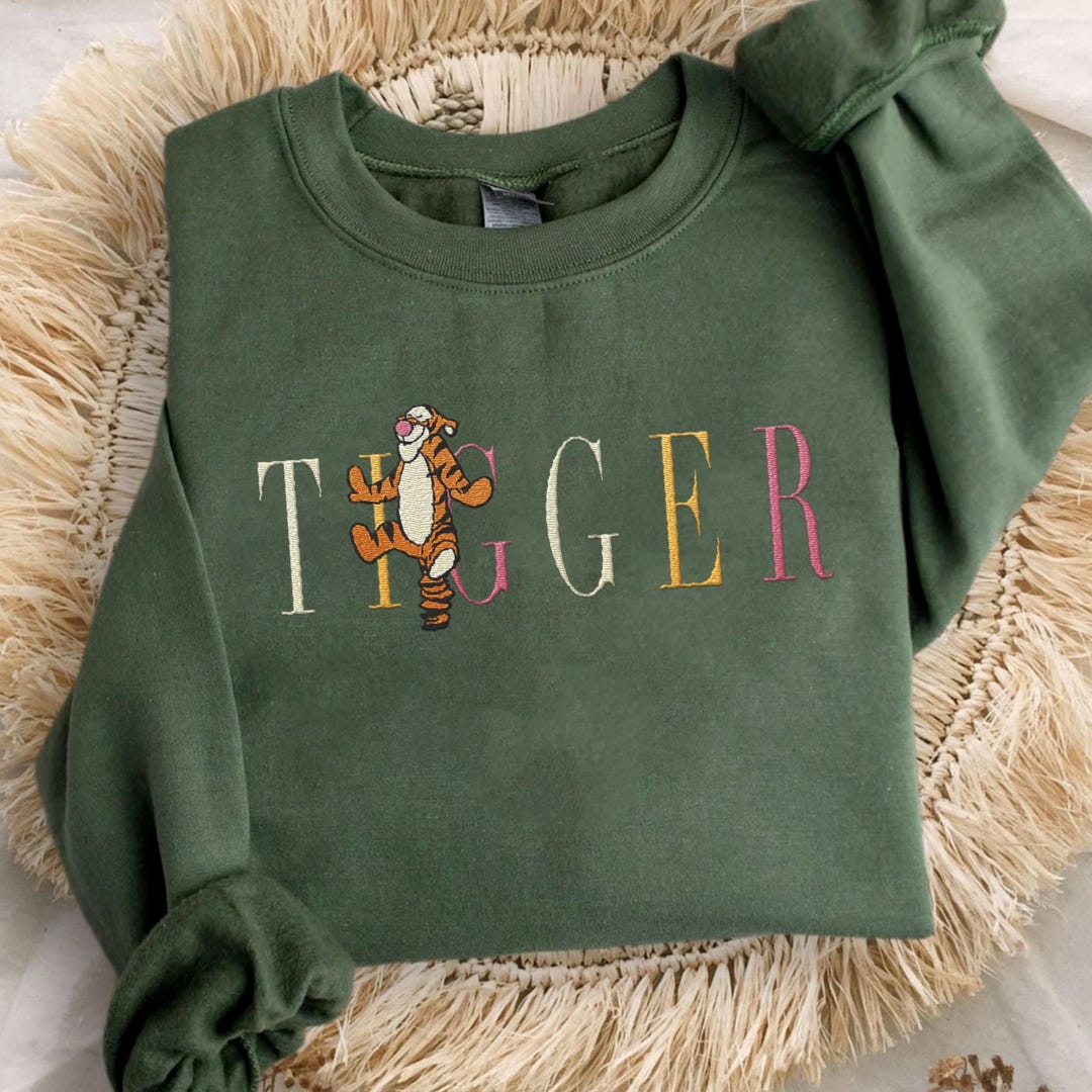 Tigger Retro Name Embroidery Sweatshirt, Retro Trendy Sweater, Perfect ...