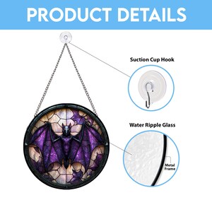 Black Purple Bat Stained Glass Suncatcher Window Hangings, Halloween ...