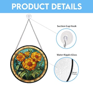October Month Flower Marigolds Stained Glass Suncatcher Window Hangings ...