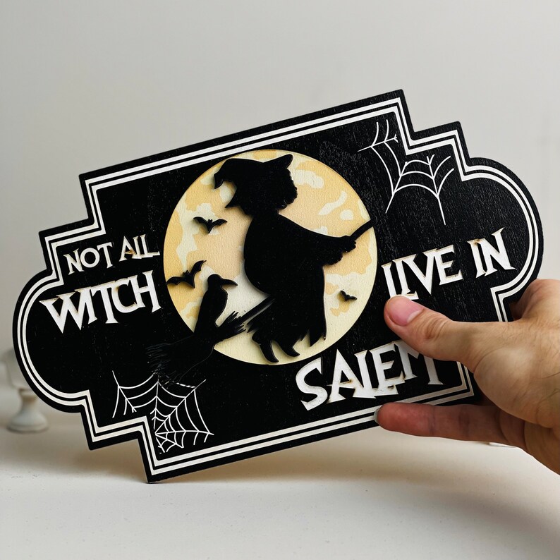Not All Witch Live in Salem Wall Art, Halloween Sign Door Hanger Witch ...